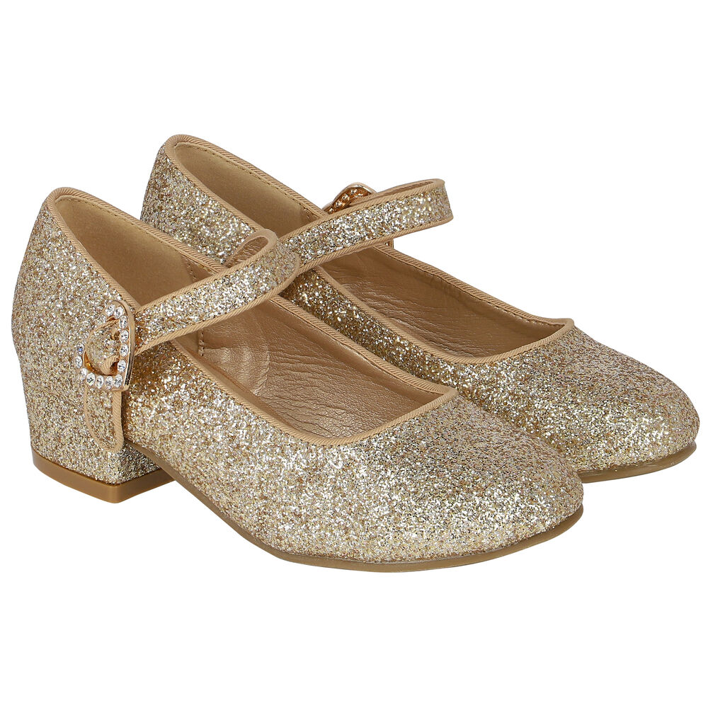 Angel's Face Girls Gold Glitter Shoes | Junior Couture UAE