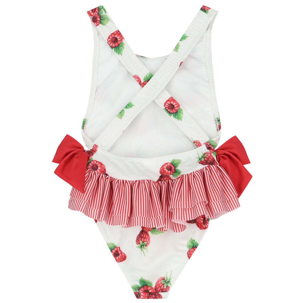 Meia Pata Girls White & Red Raspberries Swimsuit | Junior Couture UAE