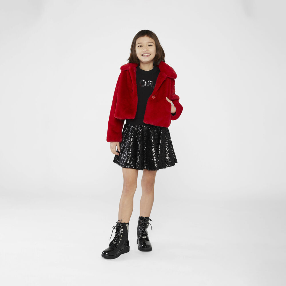 MICHAEL KORS Girls Black Logo Sequin Dress | Junior Couture UAE