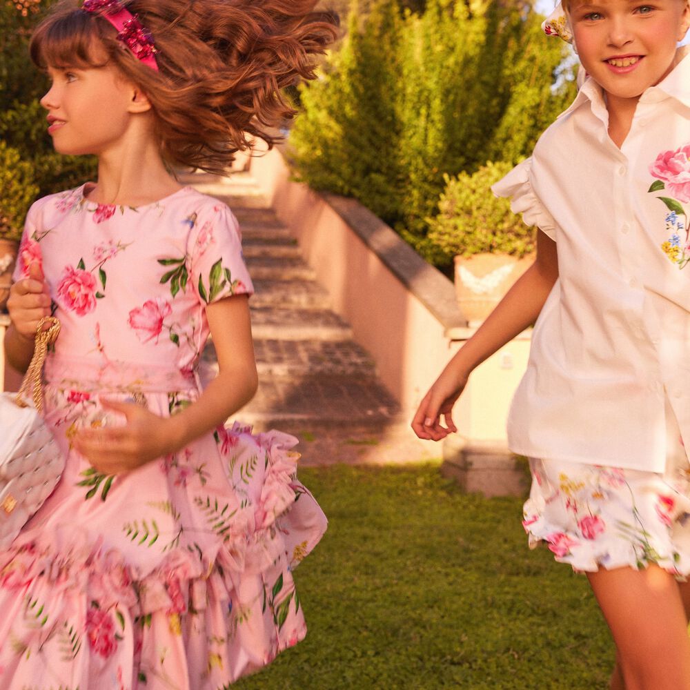 Monnalisa Girls Pink Floral Dress | Junior Couture UAE