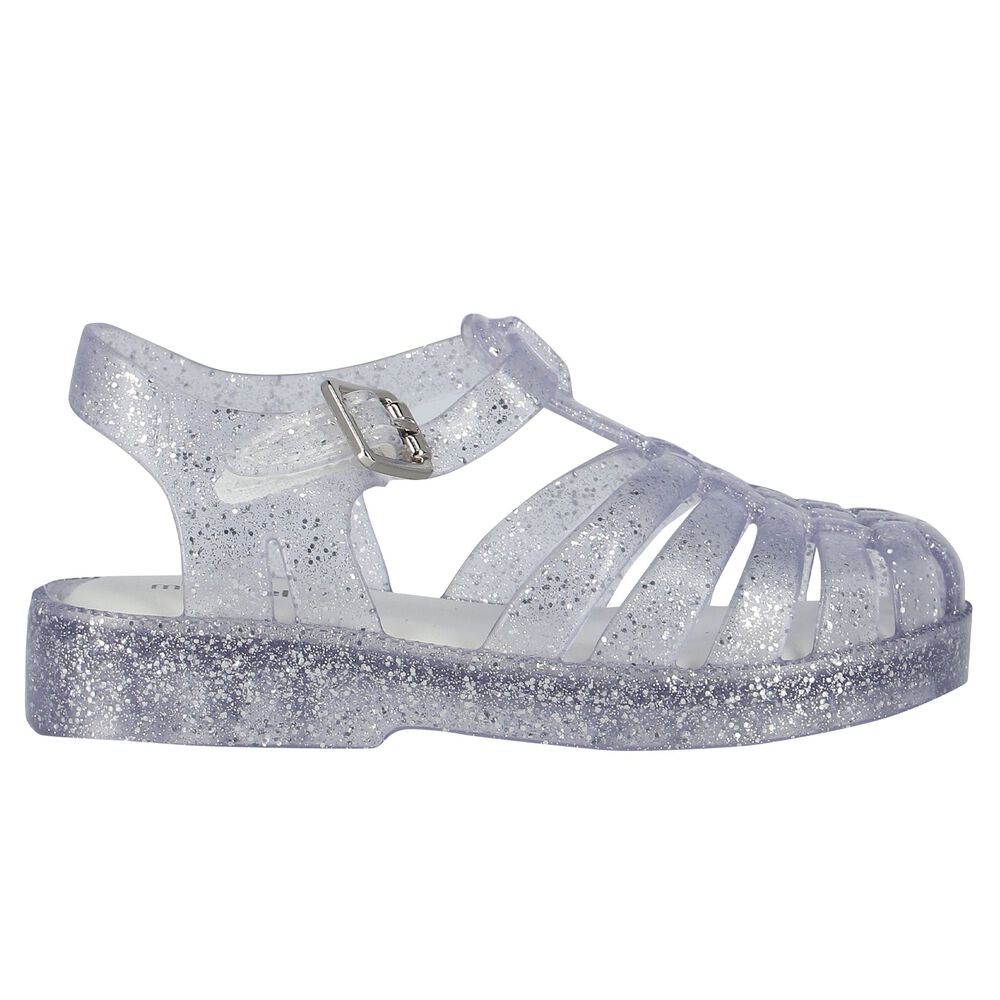 Mini Melissa Younger Girls Silver Glitter Jelly Shoes | Junior Couture UAE