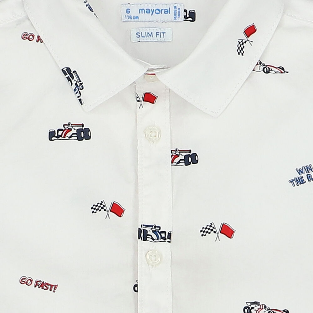 Mayoral Boys White Race Car Shirt | Junior Couture UAE