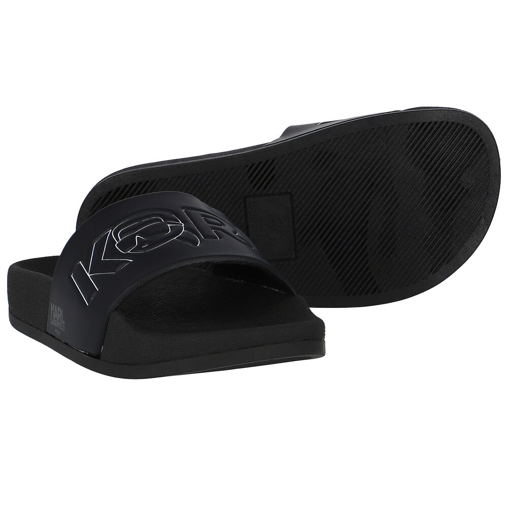 KARL LAGERFELD Black Logo Sliders | Junior Couture UAE